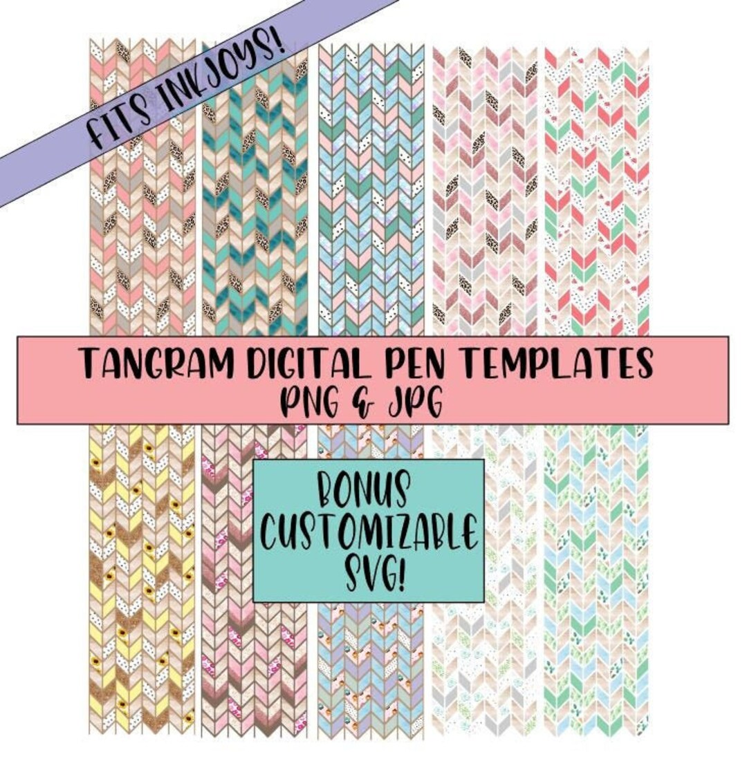 Seamless Patterns Glitter Pen Digital Template 10 Pack Tangram Leopard ...