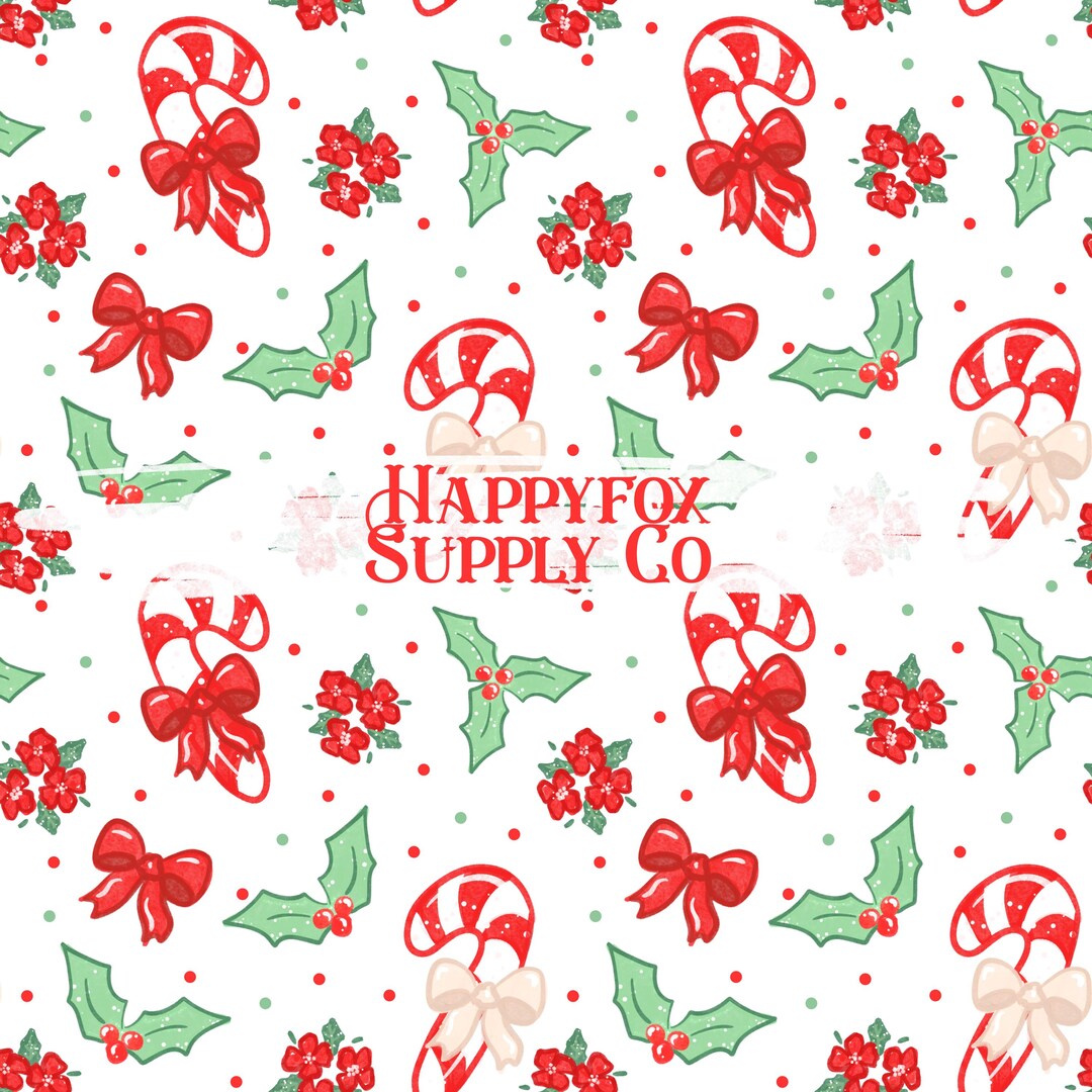 Candy Canes Christmas Holly Festive Pine Seamless Pattern Download ...
