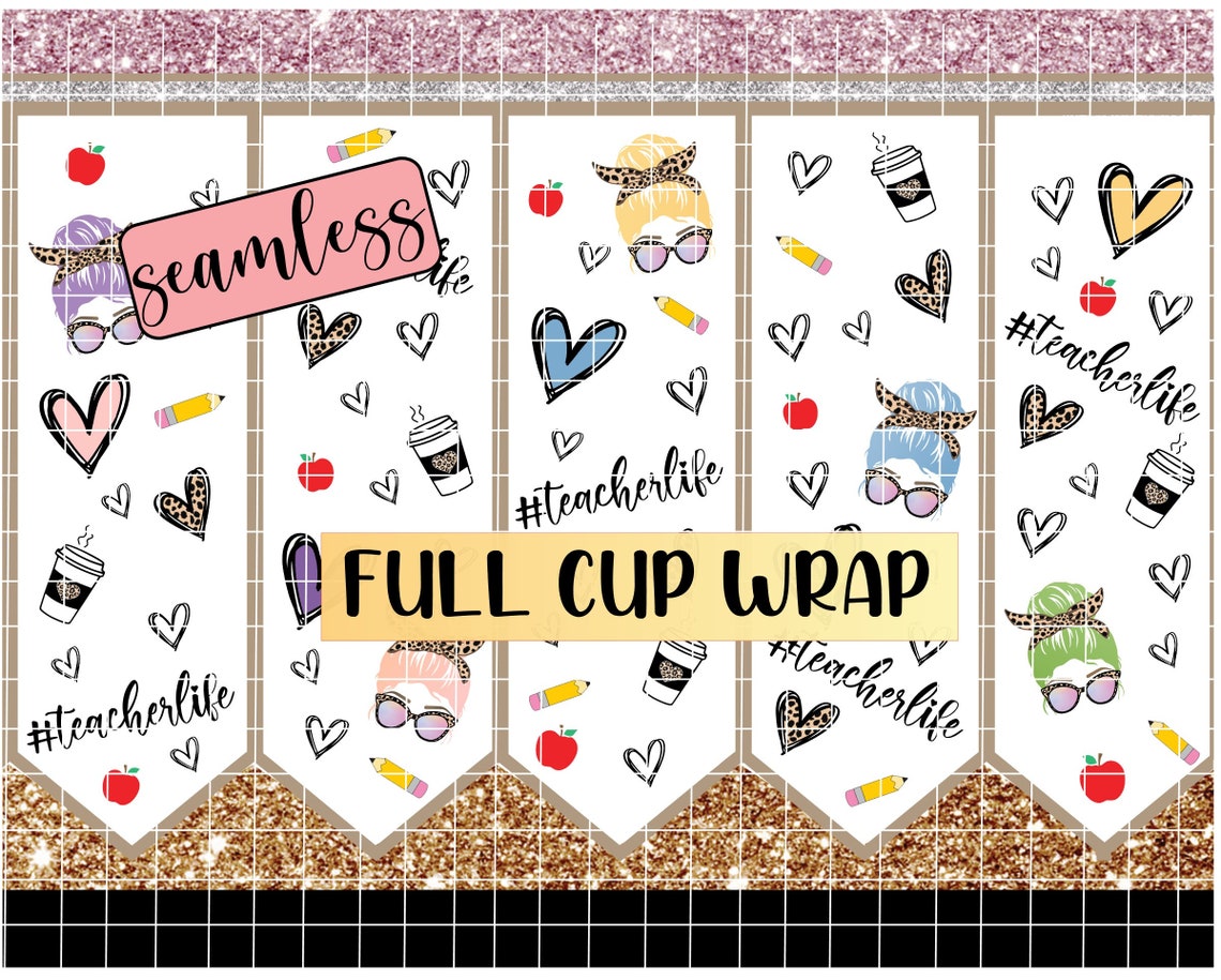 Pencil Cup Wrap Original Design High Quality Seamless Digital Template ...