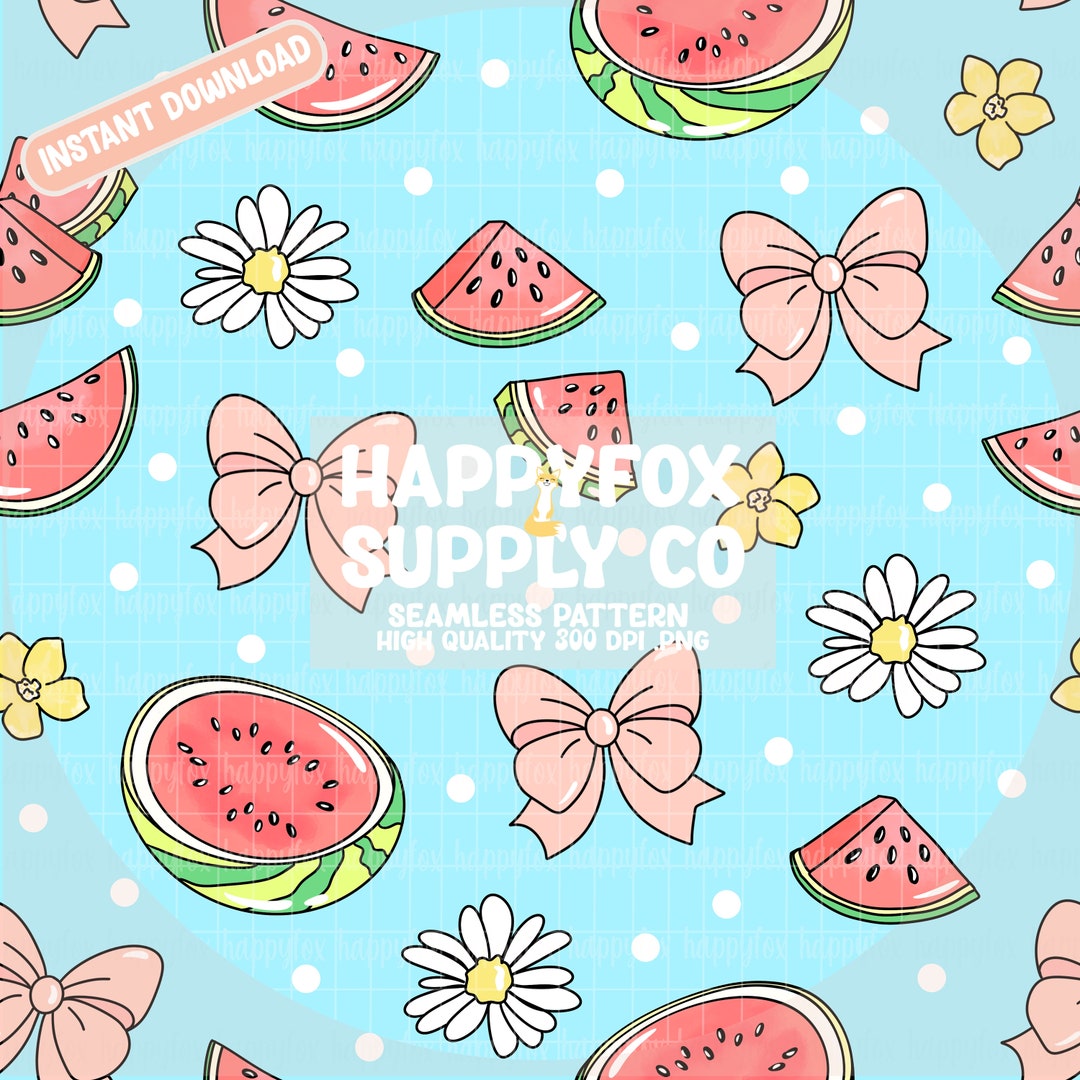 Coquette Summer Watermelon Seamless Pattern 300 DPI PNG Download for ...