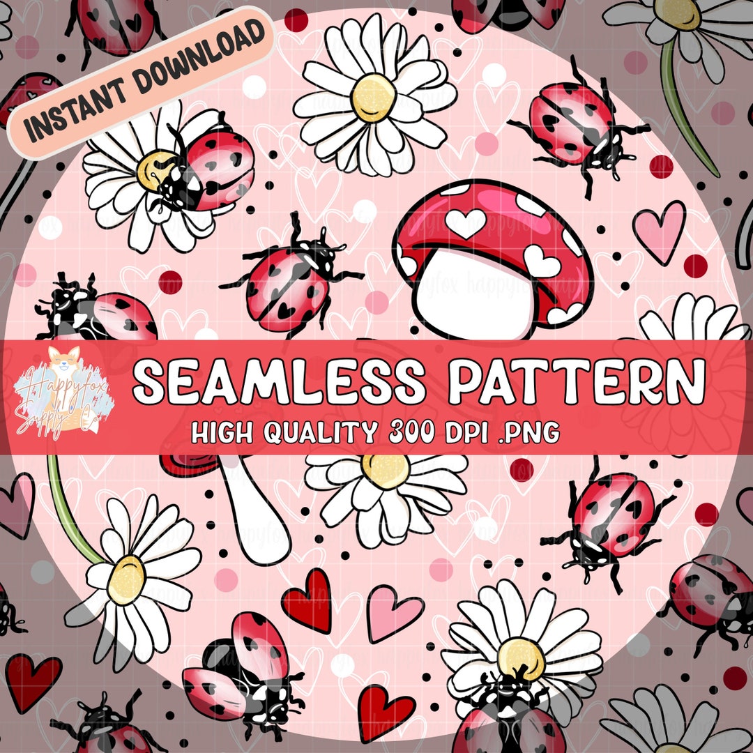 Cottagecore Valentine Seamless Pattern 300 DPI PNG Instant Download for ...