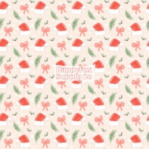 Santa Hats Christmas Pattern Bows Seamless Pattern Download Digital ...