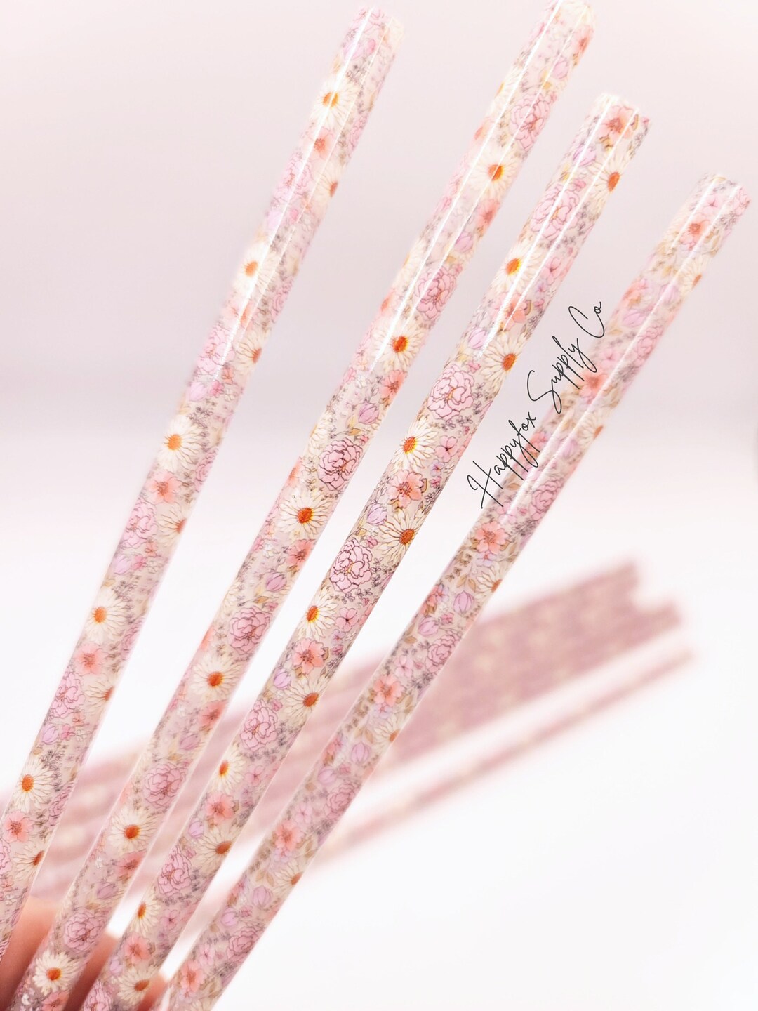 10 Original Color Changing Spring Floral Reusable Plastic Straws 5-30 ...