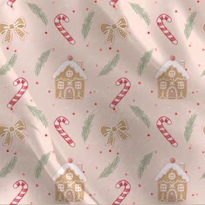 Gingerbread House Candy Cane Bows Seamless Pattern Download Digital ...