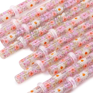 10 Original Color Changing Spring Floral Reusable Plastic Straws 5-30 ...
