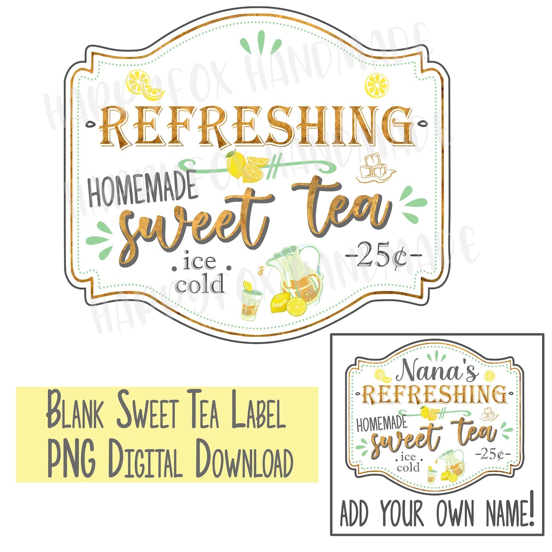 High Quality Sweet Tea Label Blank PNG | Waterslide | Sublimation ...