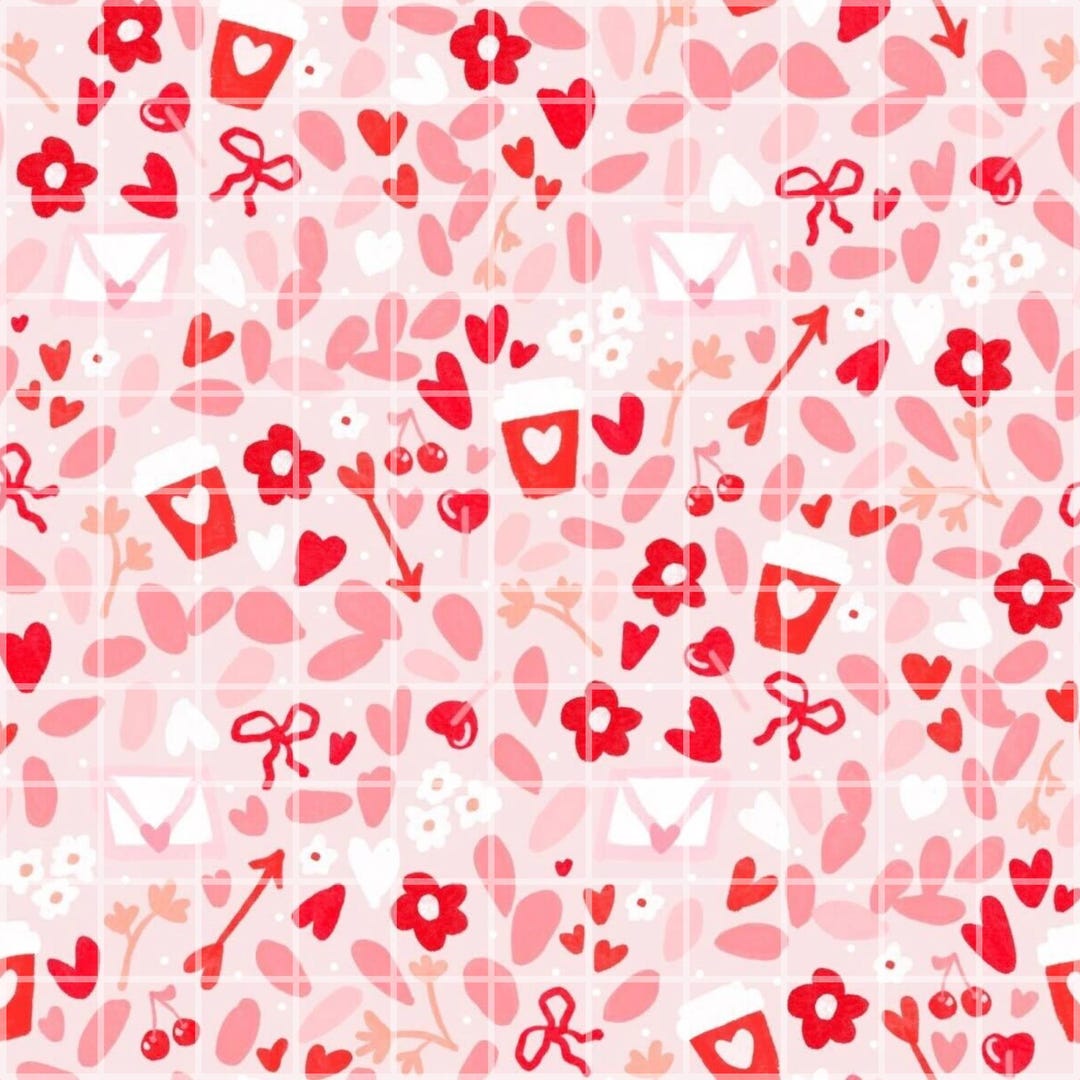Valentine Seamless Pattern Digital Paper, Hearts Coffee Pattern ...