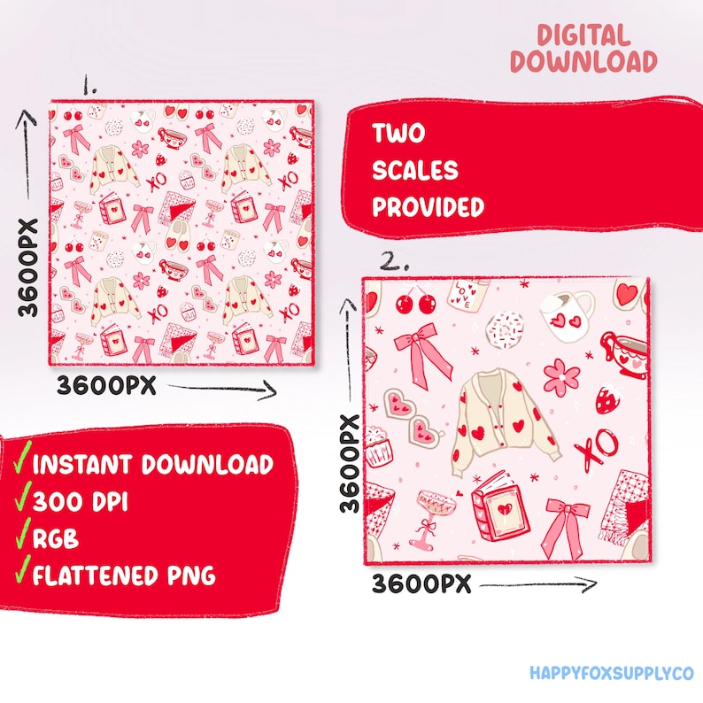 Coquette Valentine Seamless Pattern PNG Pink Bow Heart Cardigan Cozy ...