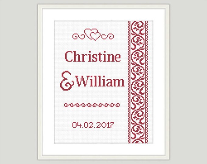 Wedding Cross Stitch Pattern DIY Customizable Cross Stitch - Etsy