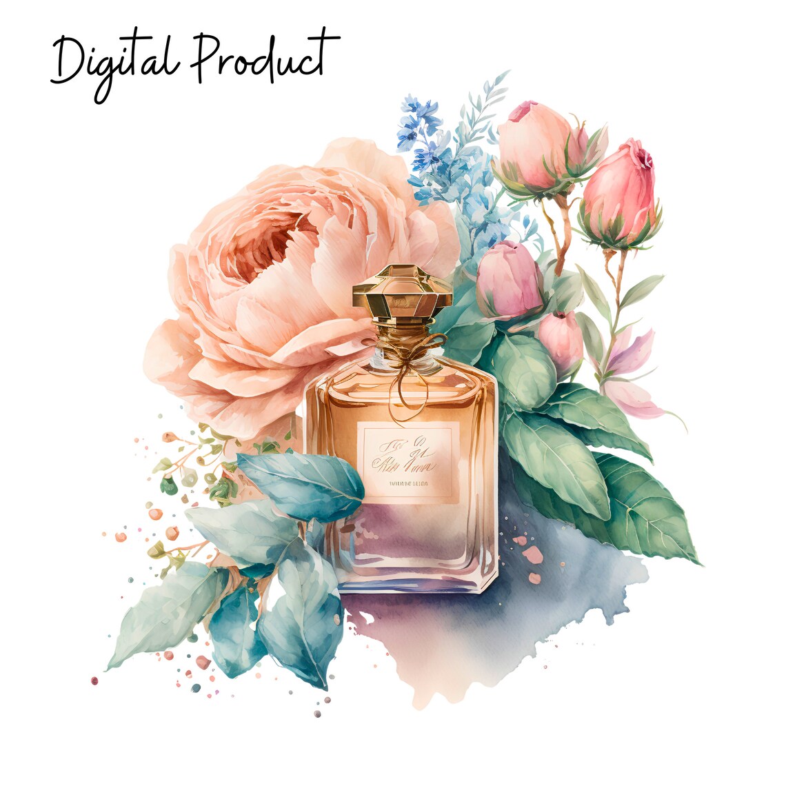 Perfume Clipart & Watercolor PNG Images Instant Download of Cutout ...