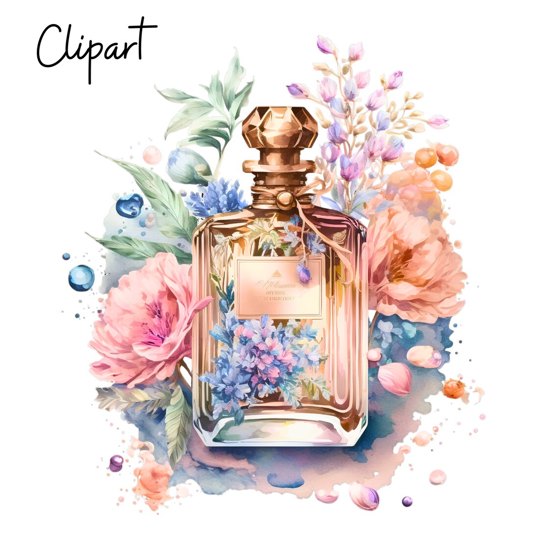 Perfume Clipart & Watercolor PNG Images Instant Download of Cutout ...