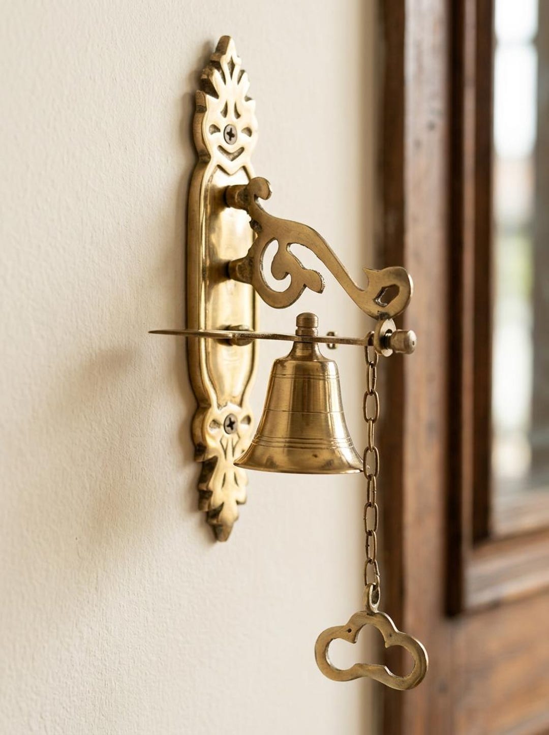 Vintage Brass Door Bell Door Mounted Entry Bell Gold Antique Brass ...