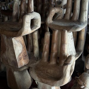 Hand-shaped Wooden Chair Open Palm or Mudra Design, 90cm Statement ...