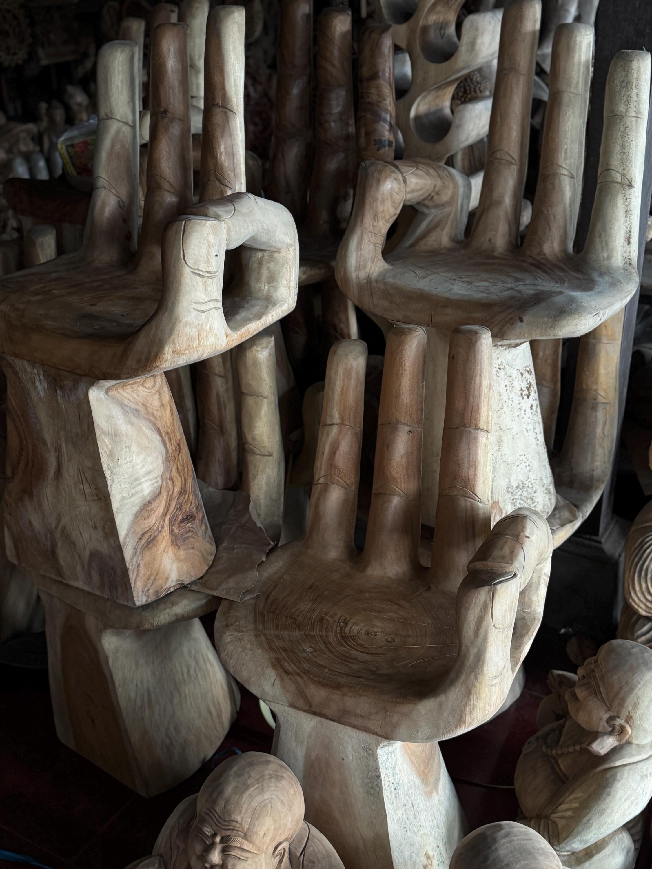 Hand-shaped Wooden Chair Open Palm or Mudra Design, 90cm Statement ...