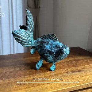 Patina Antique Brass Fish Statue Large Verdigris Fish Figurine Coastal ...