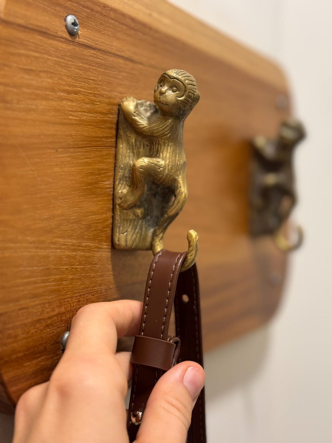 Brass Monkey Wall Hook Whimsical Home Decor Vintage Shelf Accent Animal ...