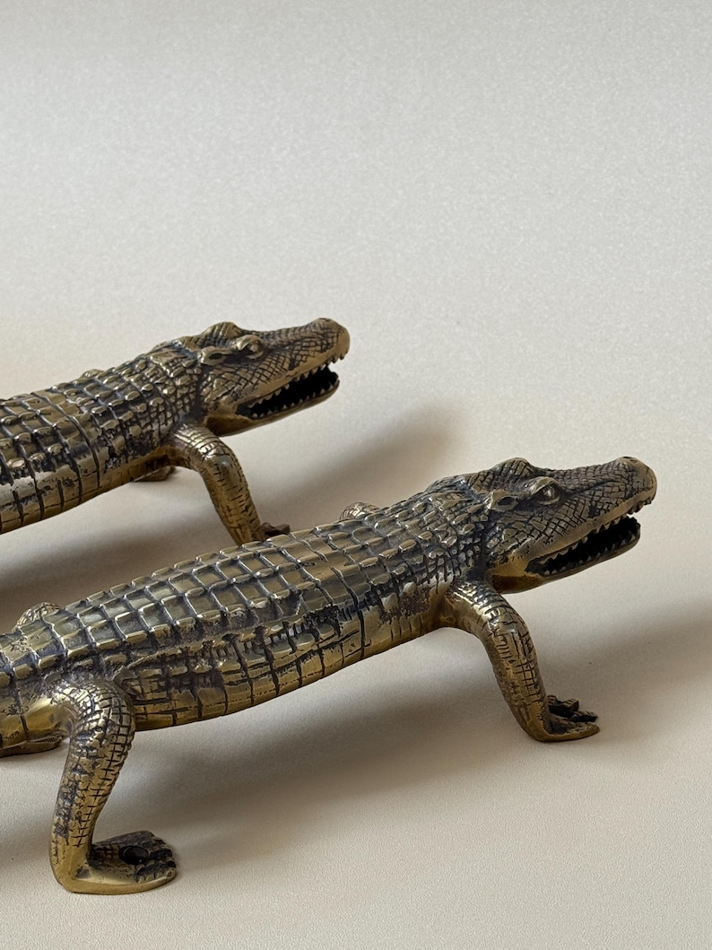 Brass Alligator Door Handle Whimsical Home Decor Animal Wall Hanger ...