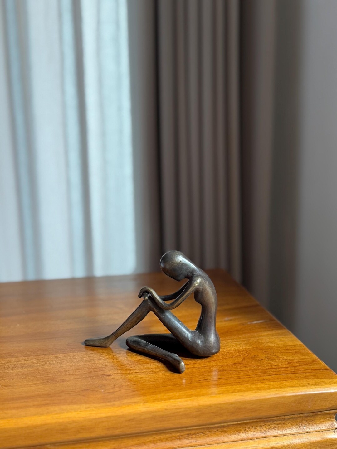 Minimalist Edge-sitting Brass Sculpture Figurine Handcrafted Abstract ...