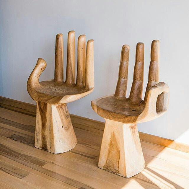 Hand-shaped Wooden Chair Open Palm or Mudra Design, 90cm Statement ...