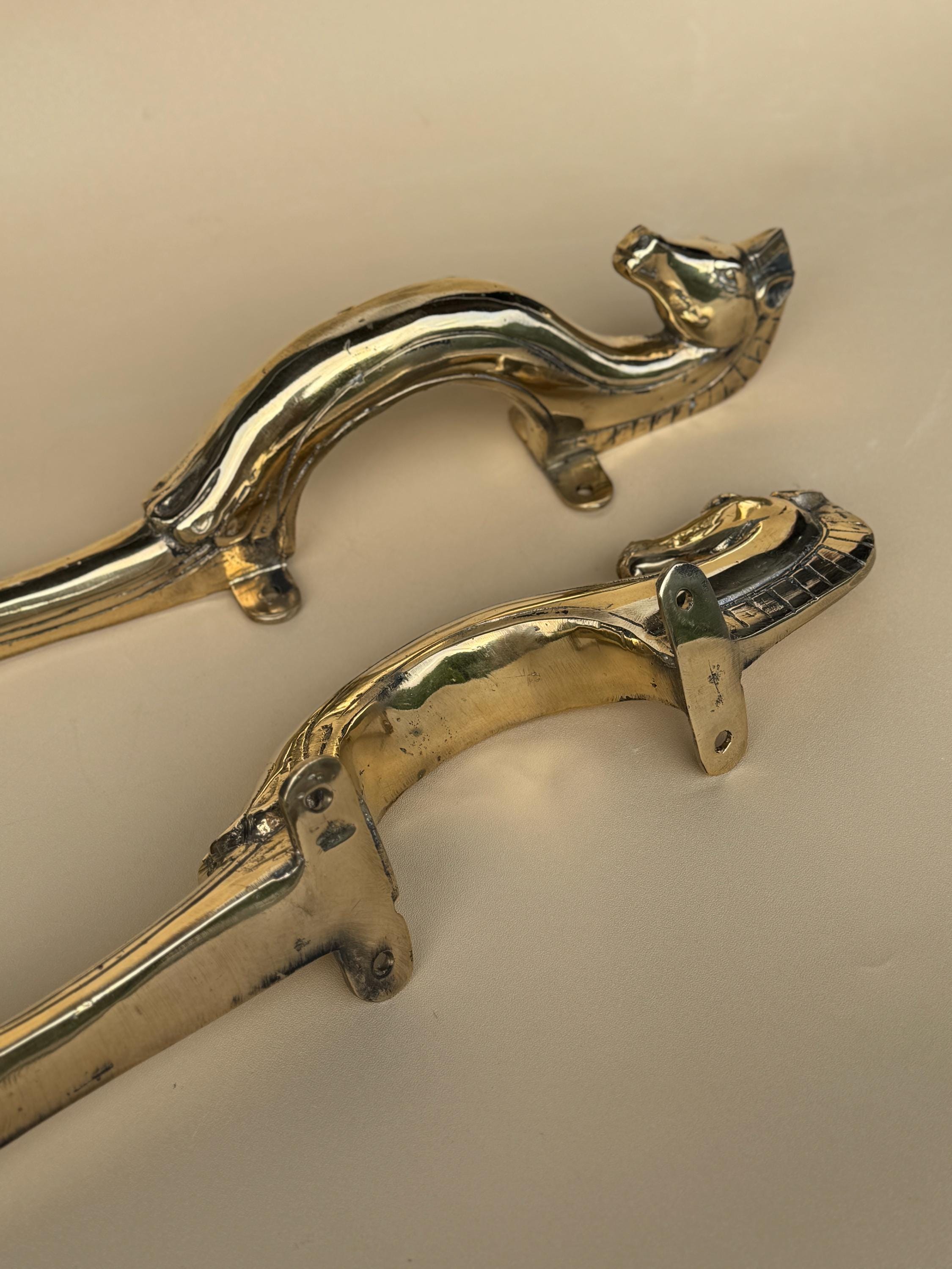 Brass Horse Door Handle 30 Cm Solid Brass Equestrian Door Pull Rustic ...