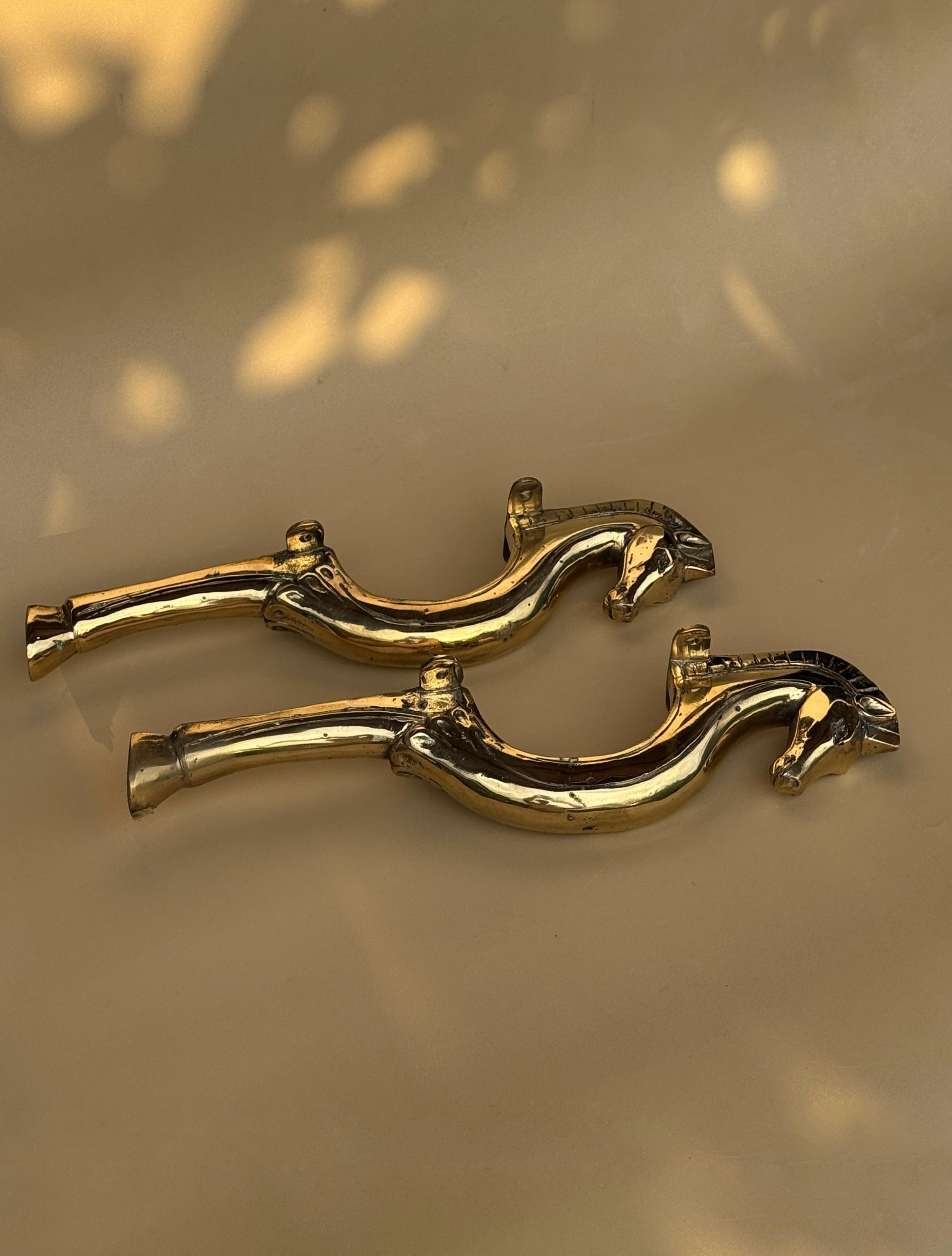 Brass Horse Door Handle 30 Cm Solid Brass Equestrian Door Pull Rustic ...