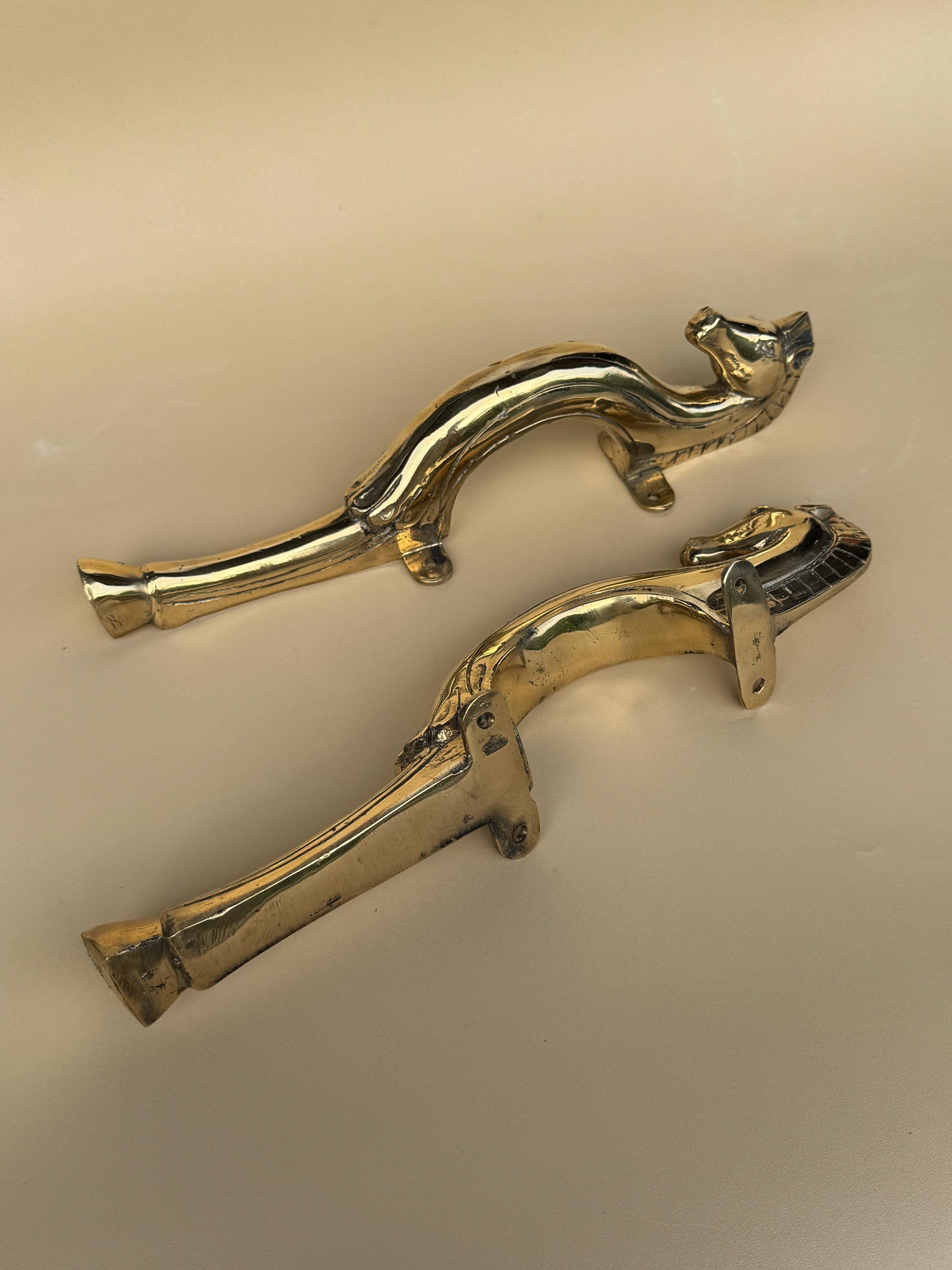 Brass Horse Door Handle 30 Cm Solid Brass Equestrian Door Pull Rustic ...