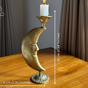 Moon Candle Holder Crescent Moon Brass Holder Celestial Decor Vintage ...