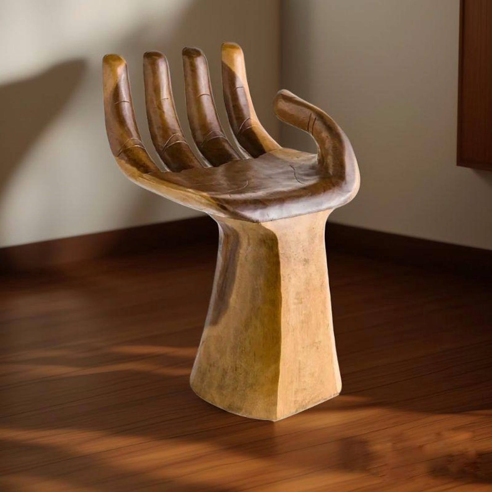Hand-shaped Wooden Chair Open Palm or Mudra Design, 90cm Statement ...
