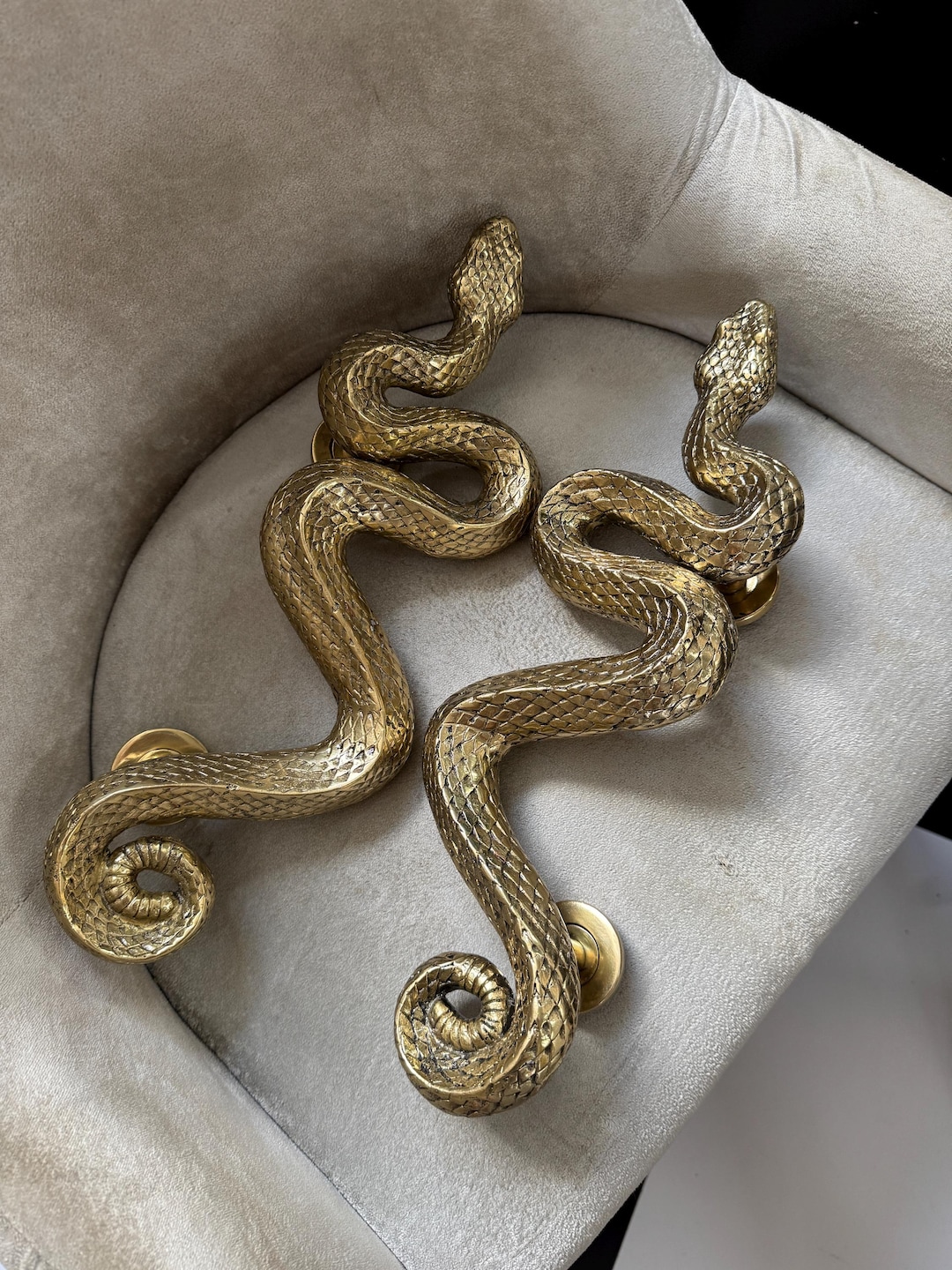 Brass Snake Door Handle Serpent Door Pull Unique Animal Hardware Gothic ...