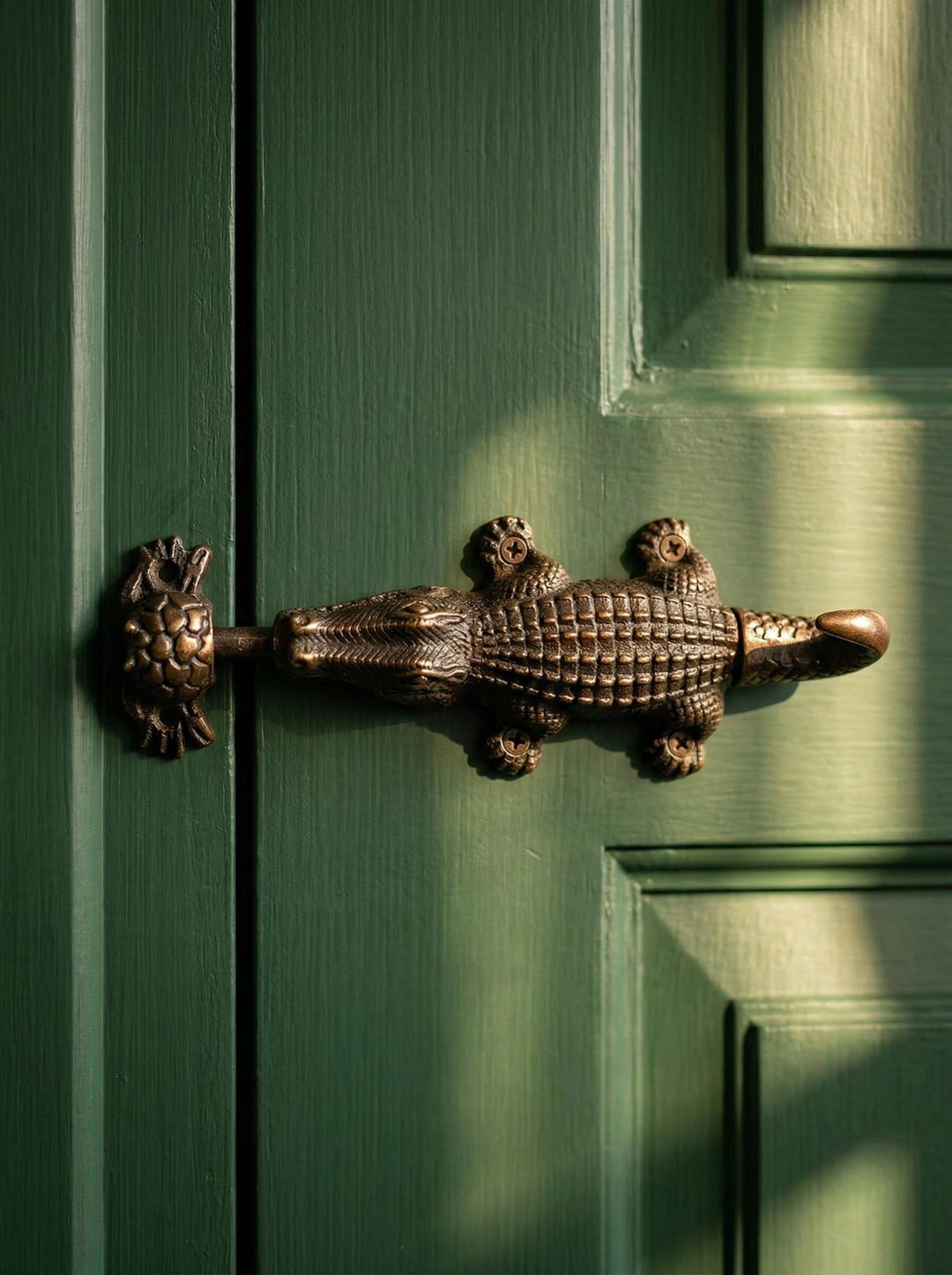 Brass Crocodile Door Latch Lock, Alligator Door Bolt Vintage Gothic ...