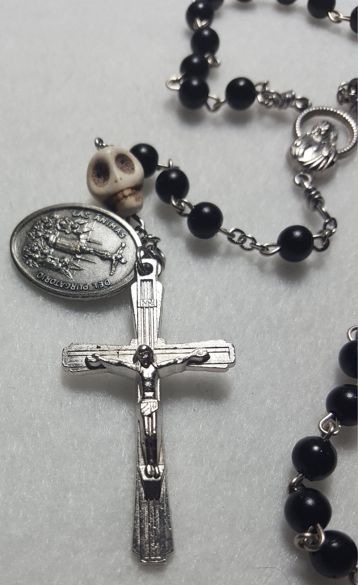 Purgatory Prayers for the Dead Memento Mori Bead Black Glass Bead ...