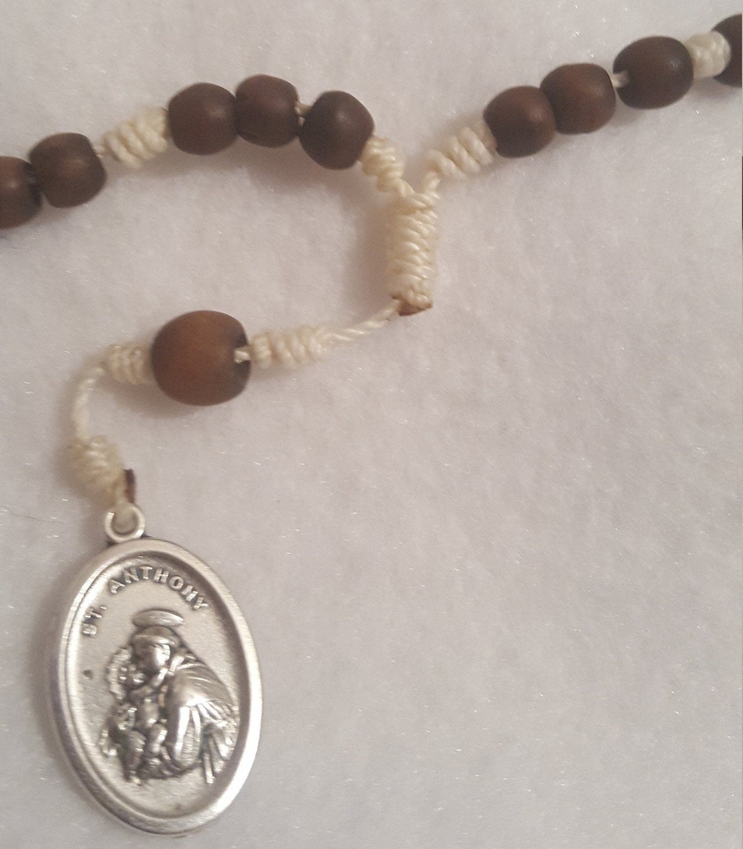 St. Saint Anthony Chaplet Brown Wood Beads - Etsy