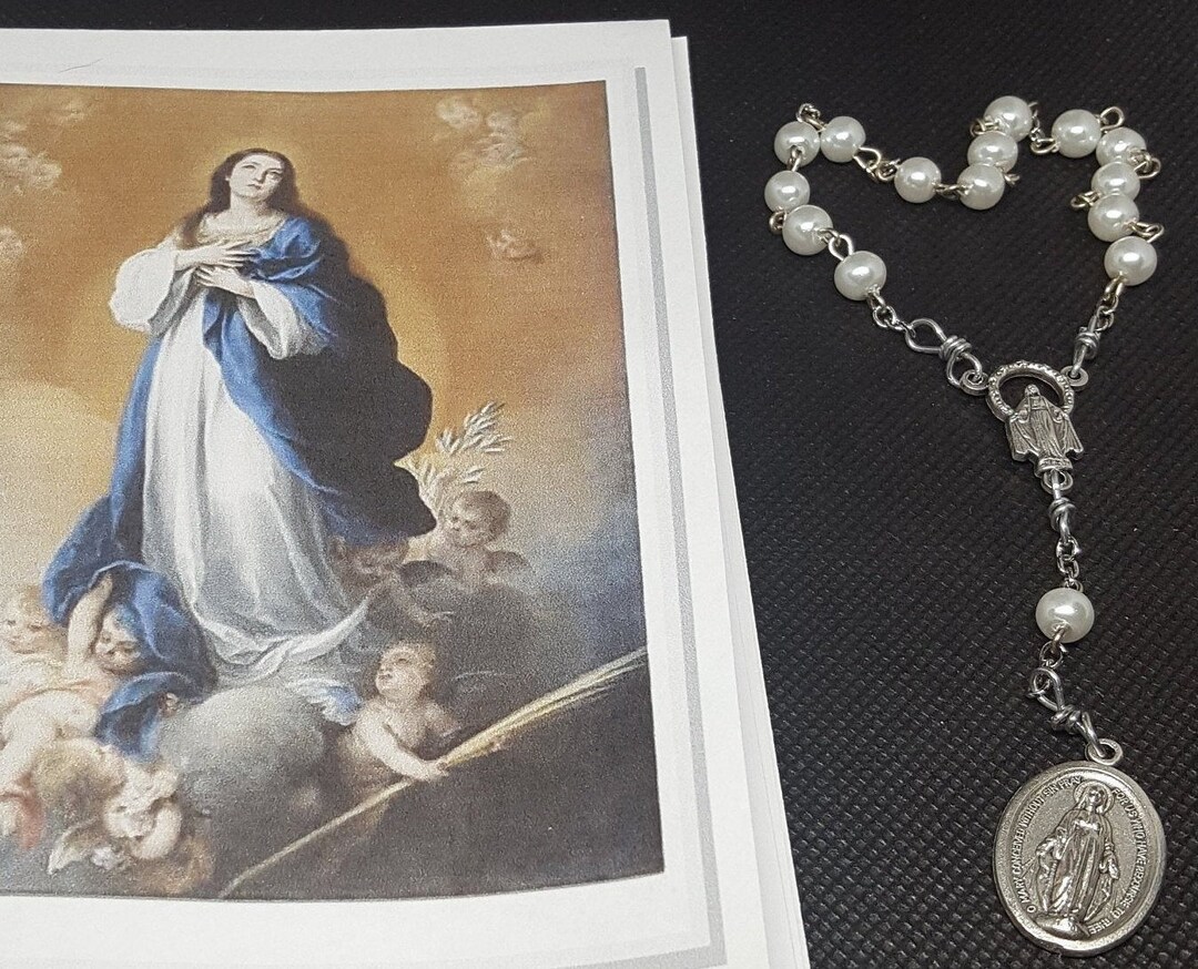Immaculate Conception White Glass Pearl Chaplet - Etsy