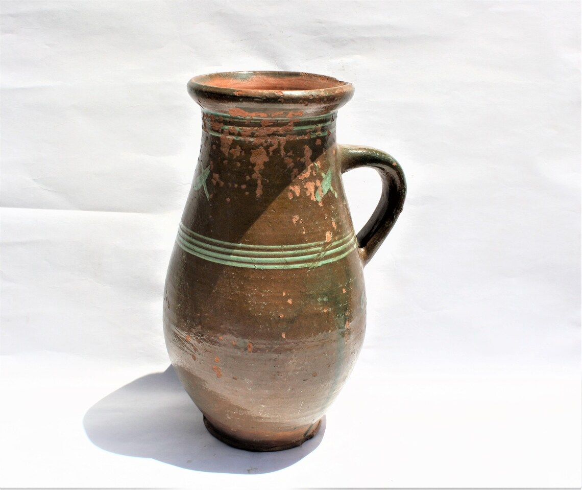 Antique Stoneware Water Jug, Ethnographic Ceramic Pottery Ewer - Etsy