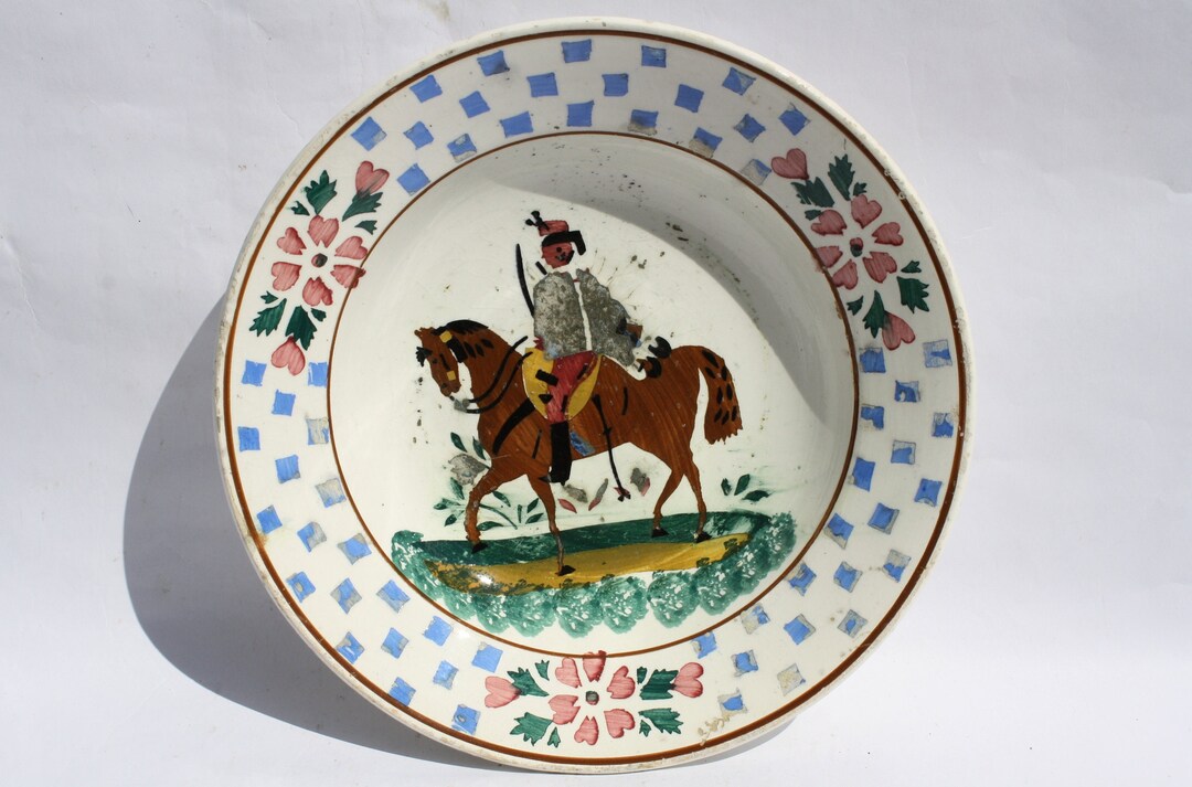 Rare Hollohaza Hussar Plate, Hungarian Pottery, Folk, Antique Peasant ...