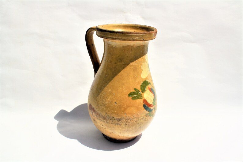 Antique Folk Flower Designed Yellow Water Pitcher Antique - Etsy