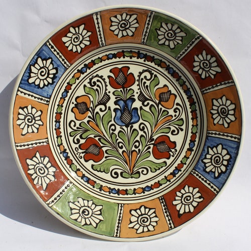 Clay Plate, Transylvania Pottery, Folk, Antique Peasant Plate ... Clay Plate, Transylvania Pottery, Folk, Antique Peasant Plate ...
