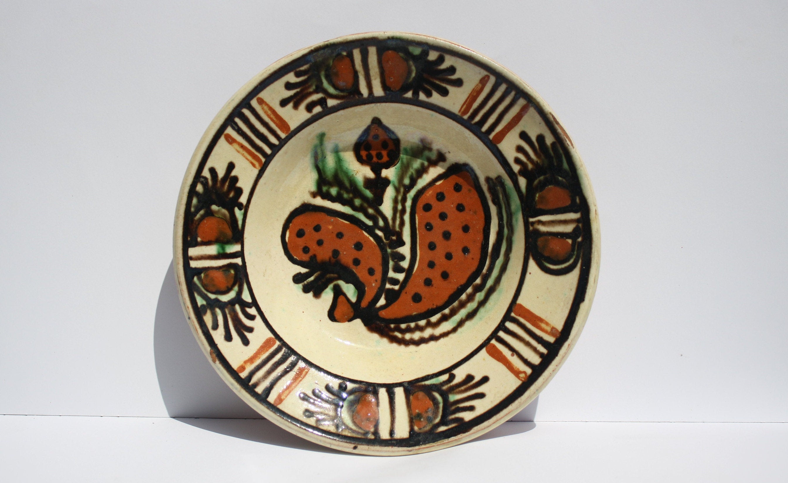 Traditional Plate Antique Peasant Plate Folk Clay Plate Transylvania ...
