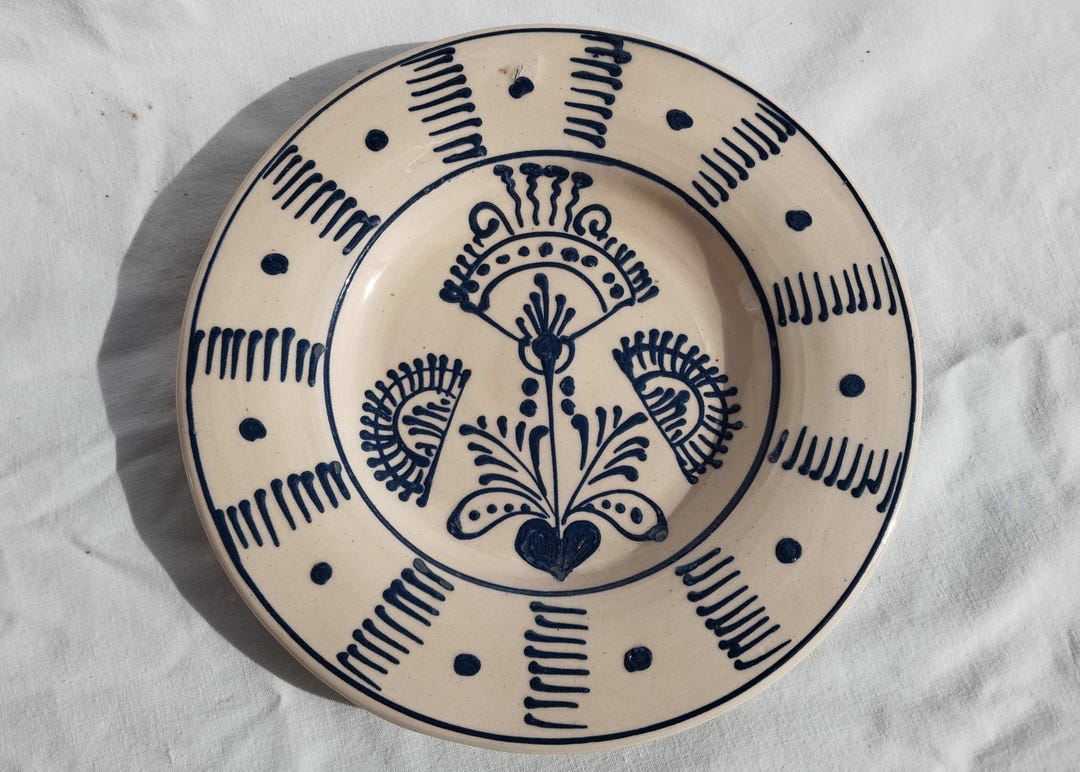 Vintage Blue Traditional Transylvania Korond Plate, Folk Designed ...