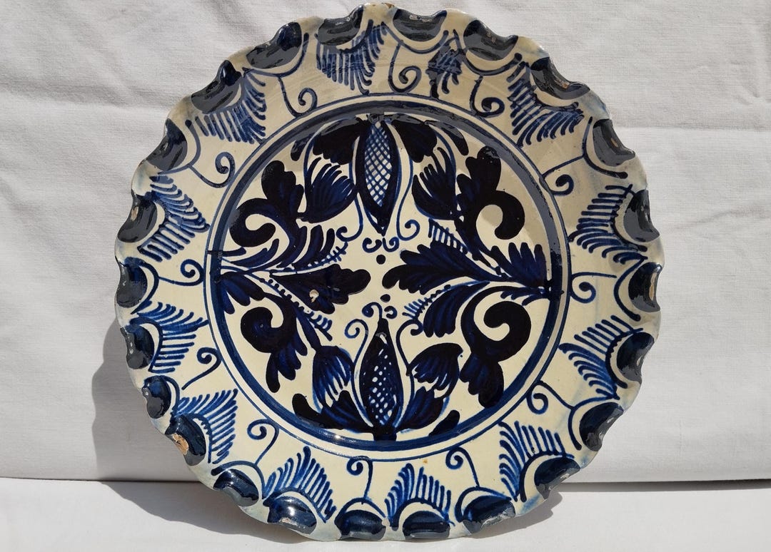 Traditional Blue Painted Clay Plate, Transylvania Pottery, Folk Plate ...