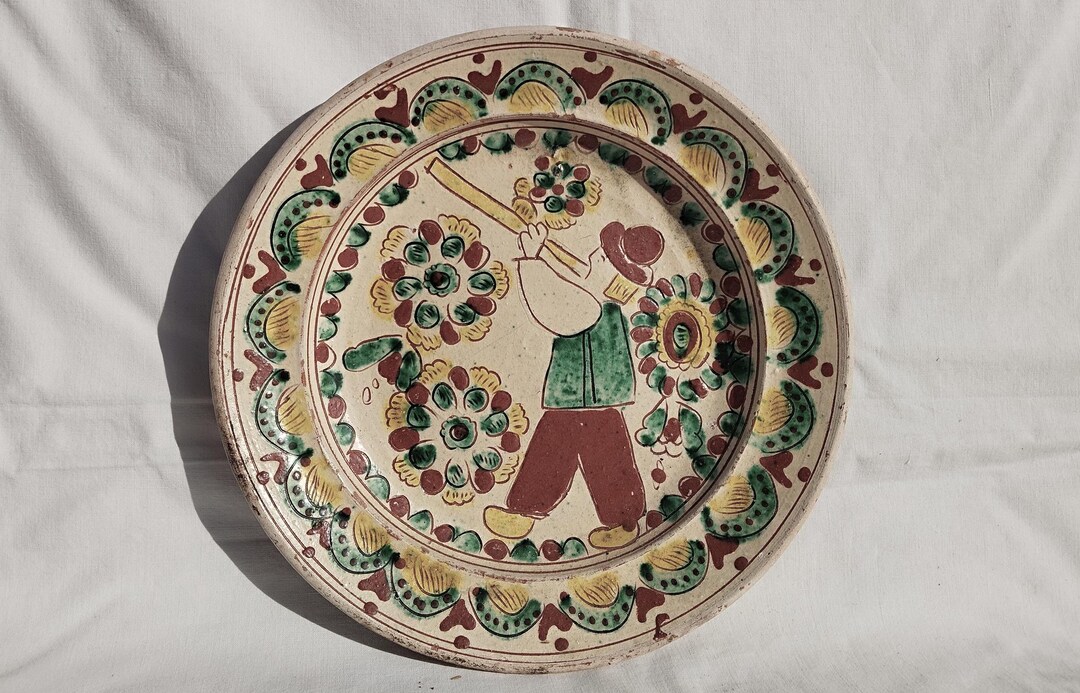 Antique Hutsul Plate, Early 20th Century Hucul Plate, Folk Plate, Folk Ceramic Plate, Clay Plate ...