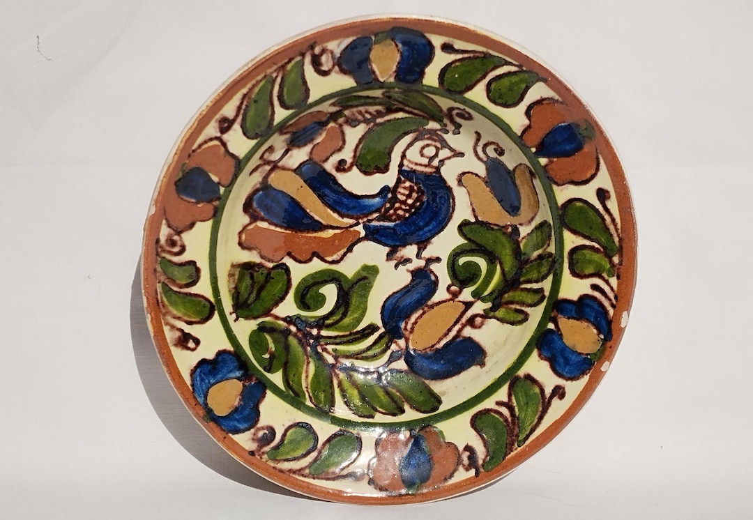 Clay Plate, Transylvania Pottery, Folk Pottery, Antique Peasant Plate ... Clay Plate, Transylvania Pottery, Folk Pottery, Antique Peasant Plate ...