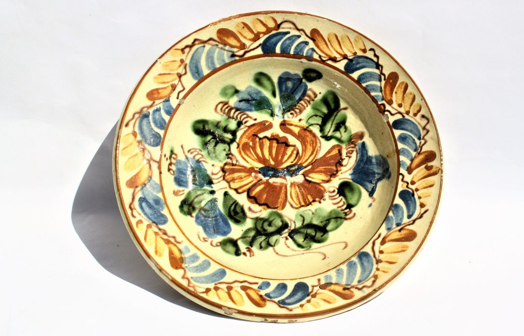 Antique Clay Plate Transylvania Traditional Pottery Folk - Etsy