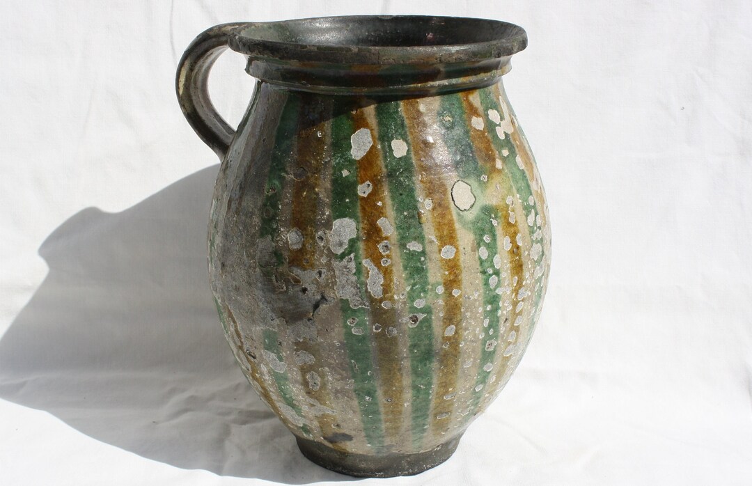 Rare Folk Pitcher, Huge Line Decorated Pitcher, Folk Pitcher, Vintage ...