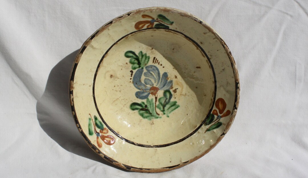 Antique Glazed Traditional Clay Plate, Transylvania Pottery, Folk ...