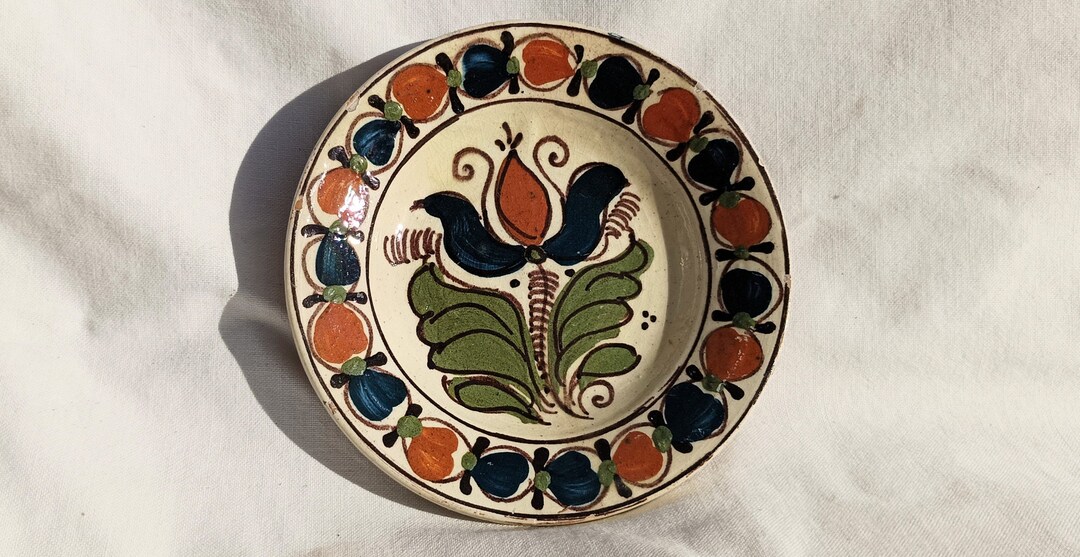 Clay Plate, Transylvania Pottery, Folk Flower Pottery, Antique Peasant ... Clay Plate, Transylvania Pottery, Folk Flower Pottery, Antique Peasant ...