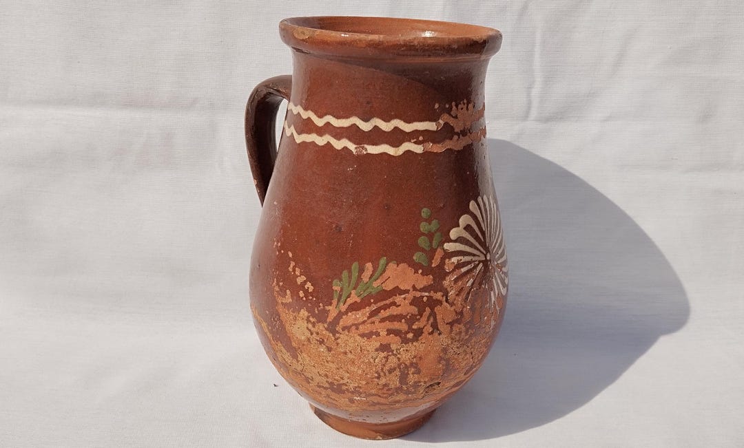 Traditional Jug, Antique Milk Jug, Folk Pitcher, Vintage Ewer, Ceramic ...