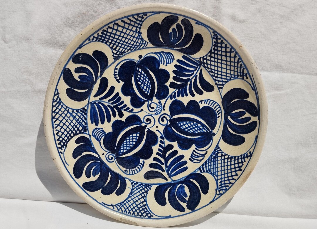 Antique Blue Traditional Transylvania Plate, Folk Designed Korond Plate ...