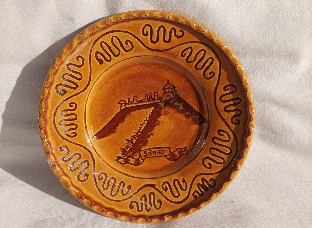 Ceramic Carved Plate, Hungarian Traditional Pottery Clay Plate, Wheat ...