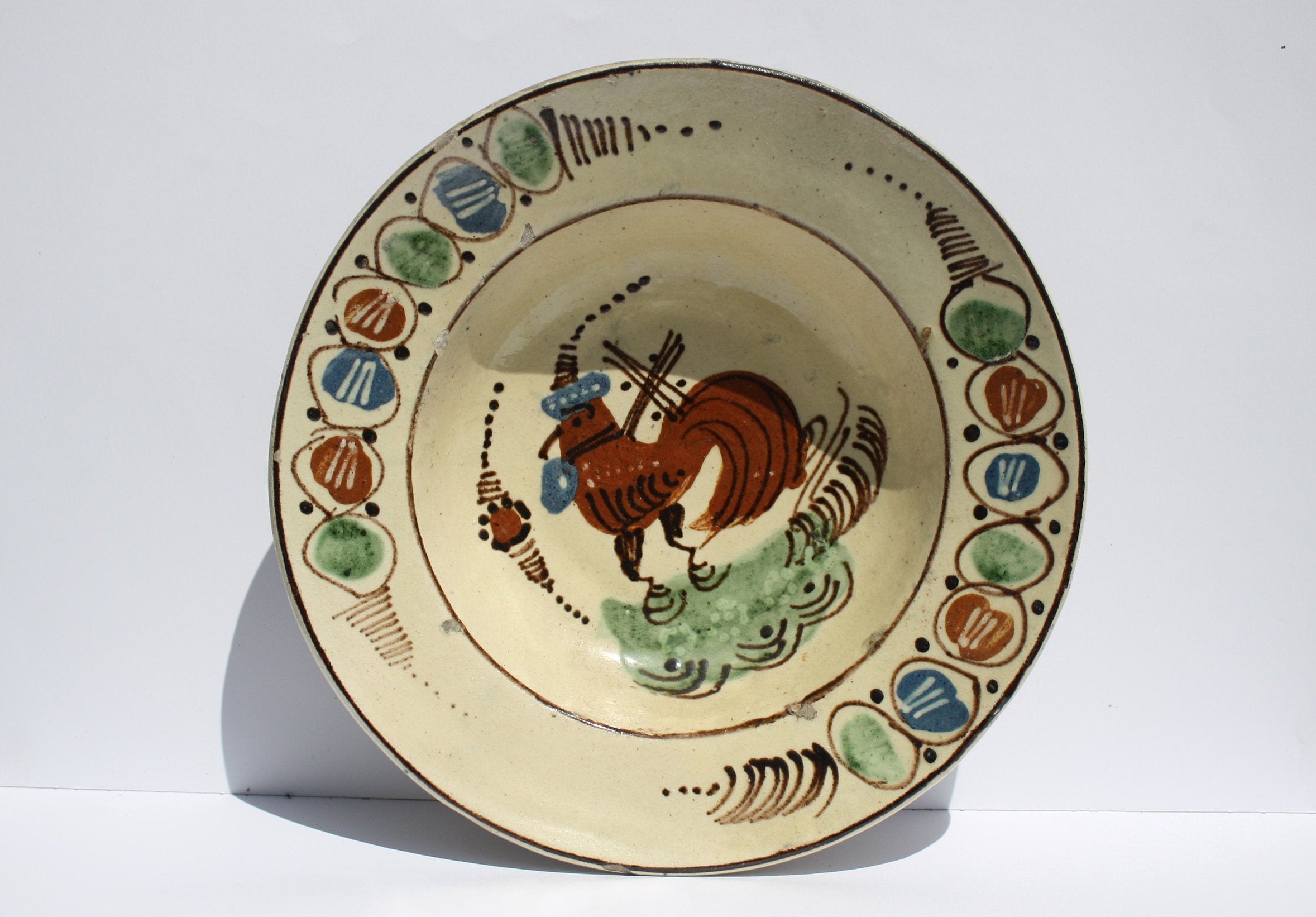 Collectibles Transylvania Pottery Terracotta Plate Antique Peasant ...